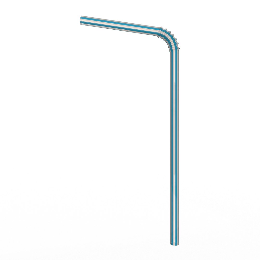 Flexible Plastic Straw Striped Model - TurboSquid 2028445