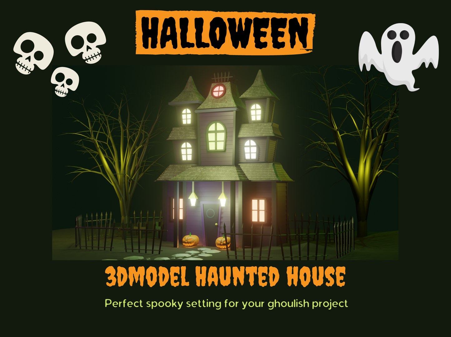 Halloween Haunted House Spooky Low Poly Model 3D Model - TurboSquid 1967013