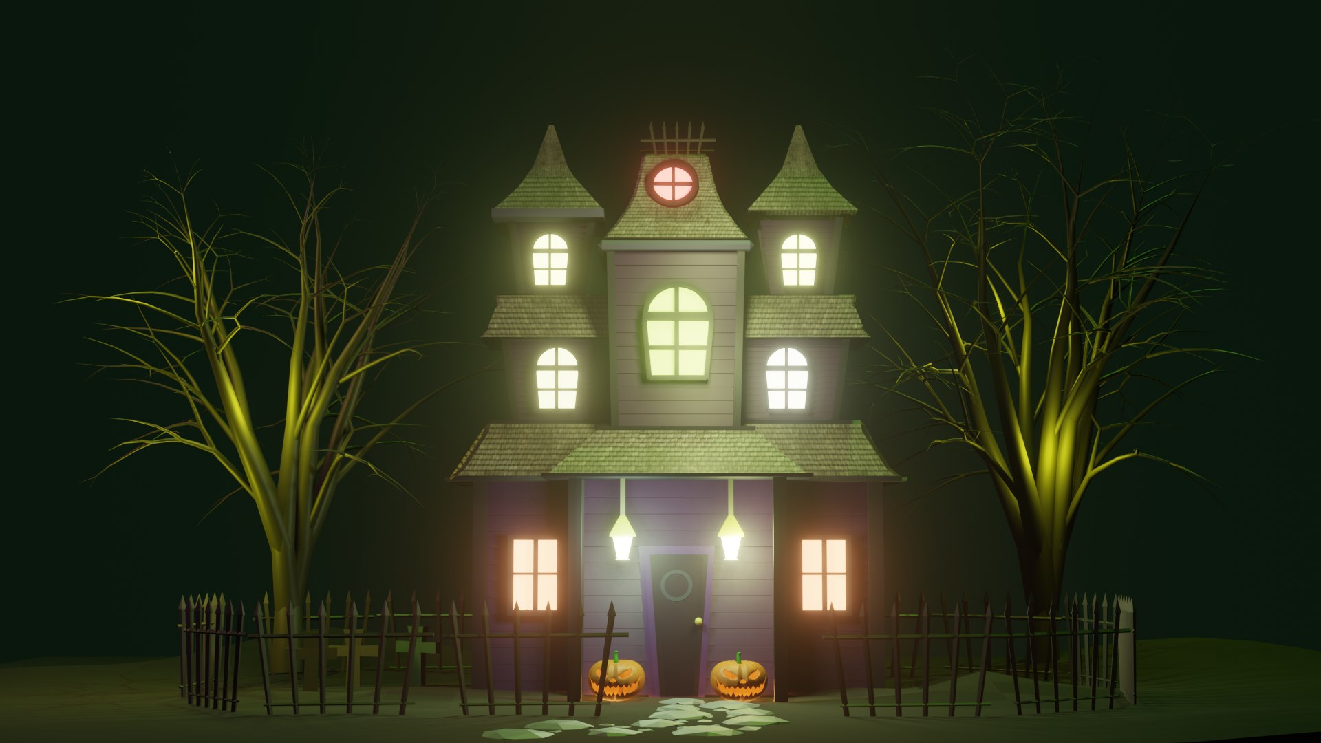 Halloween Haunted House Spooky Low Poly Model 3D Model - TurboSquid 1967013