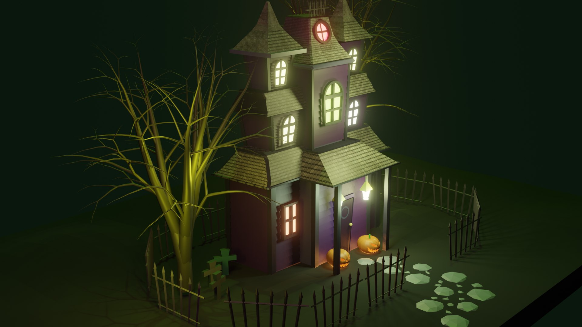Halloween Haunted House Spooky Low Poly Model 3D Model - TurboSquid 1967013