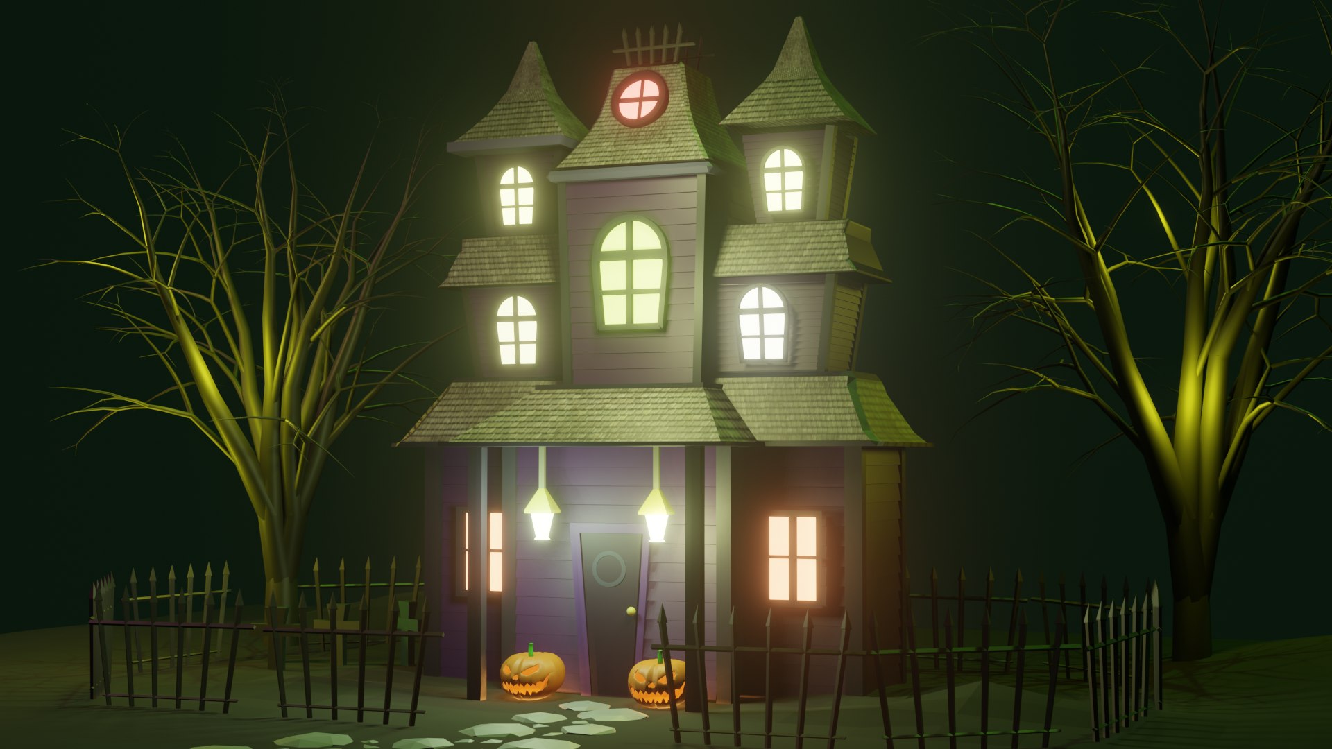 Halloween Haunted House Spooky Low Poly Model 3D Model - TurboSquid 1967013