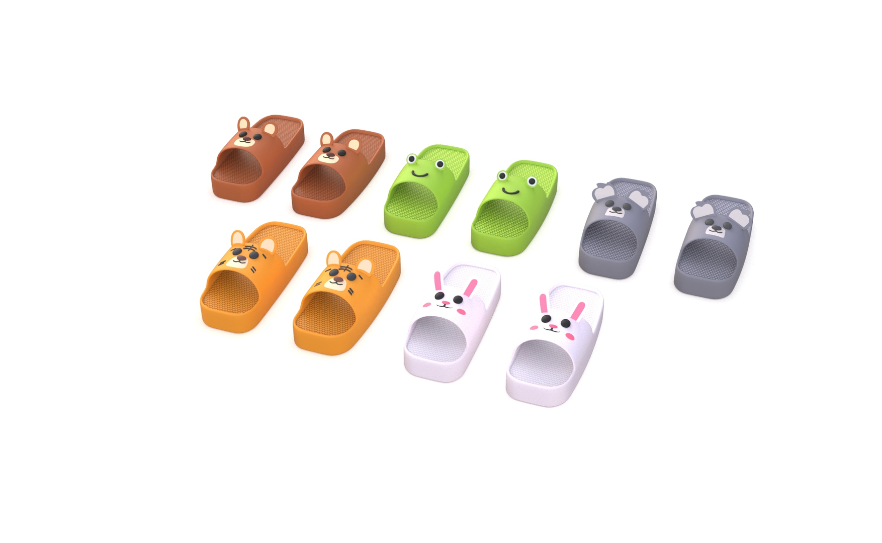3D Model Set 5 Cartoon Animal Shape Slippers - TurboSquid 2268137