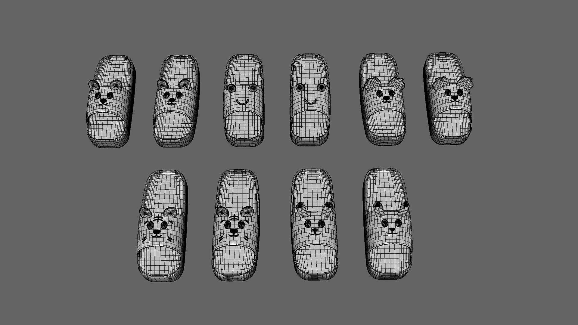 3D Model Set 5 Cartoon Animal Shape Slippers - TurboSquid 2268137