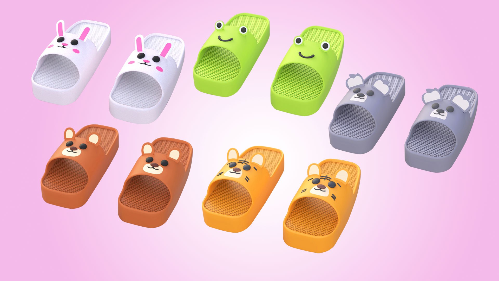 3D Model Set 5 Cartoon Animal Shape Slippers - TurboSquid 2268137