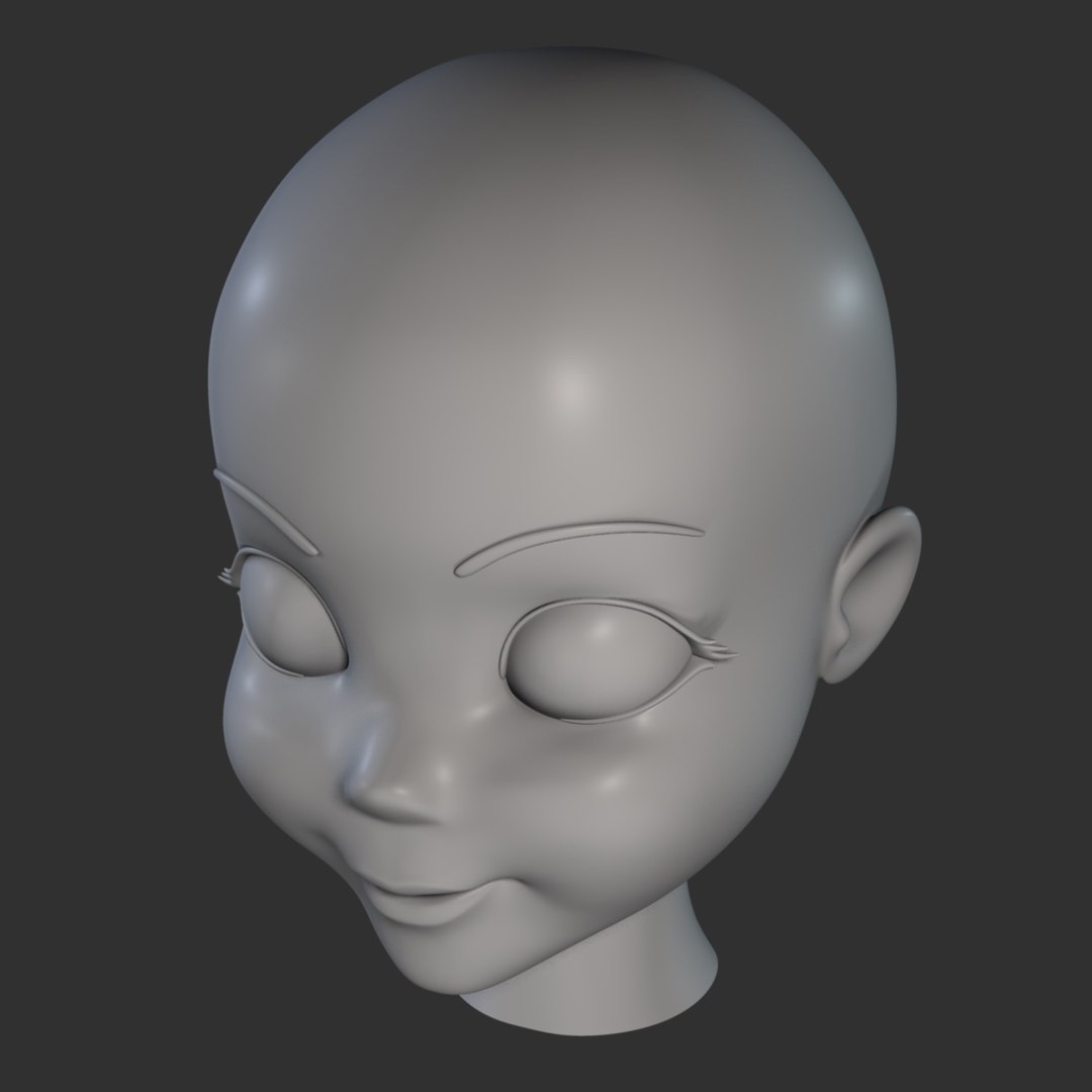3d cartoon girl - head