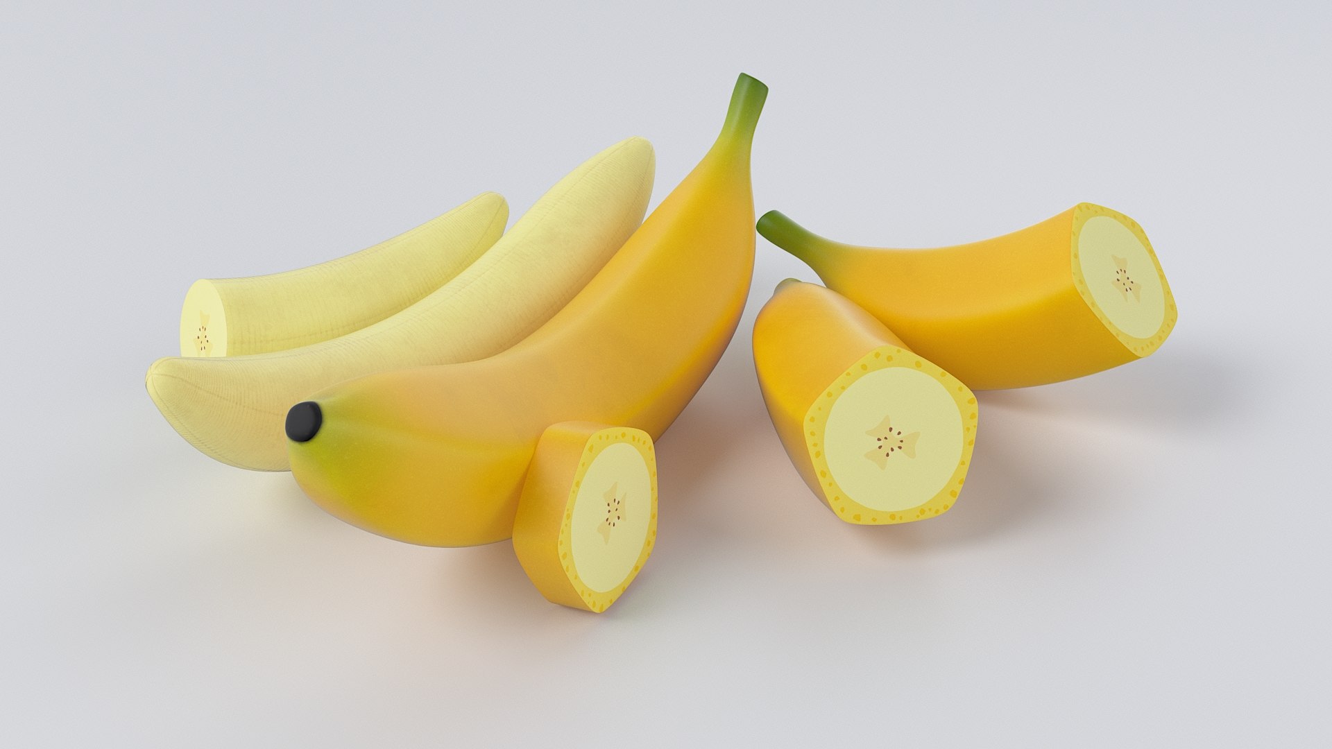 Cartoon Banana Set 3D - TurboSquid 2096168