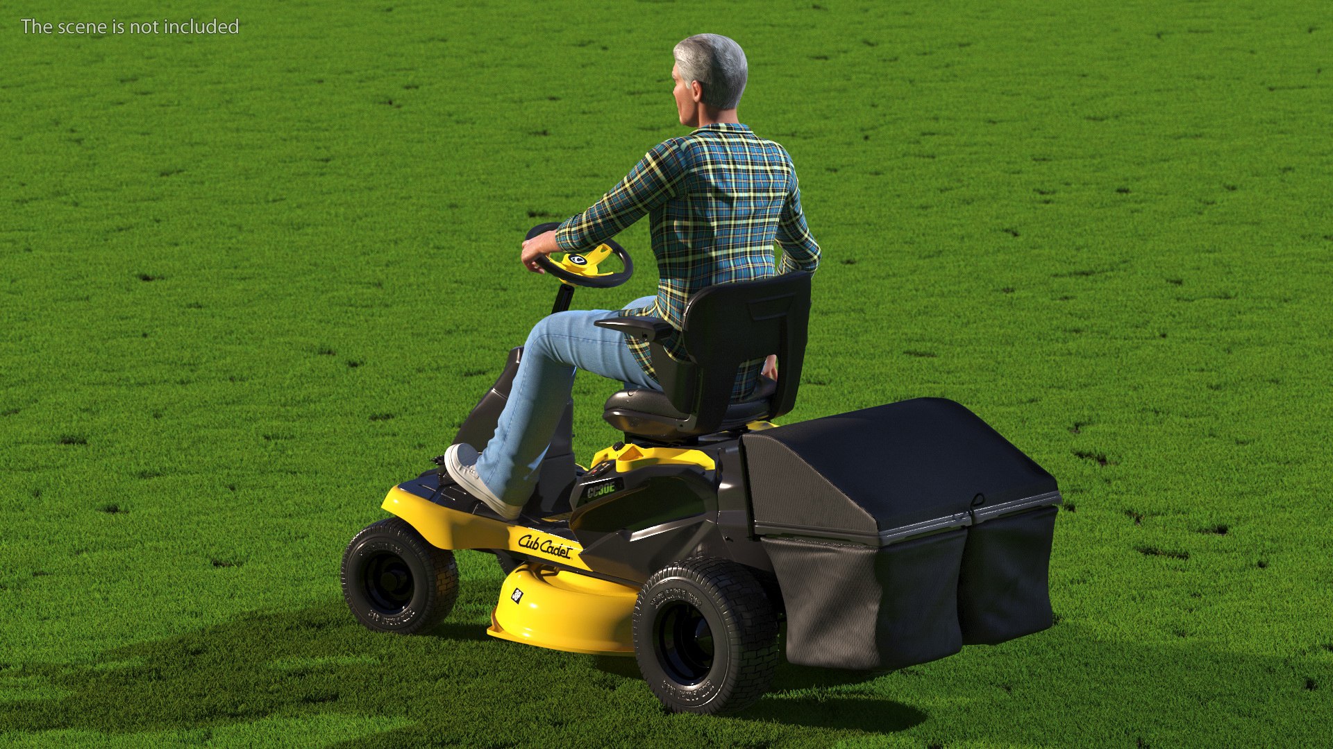 Man on Riding Lawn Mower with Bagger Cub Cadet CC30E Rigged for Cinema ...