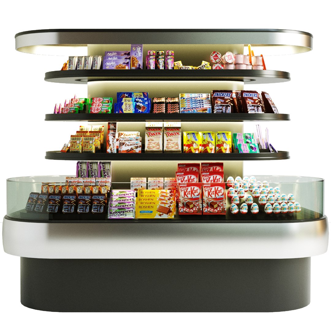 Modern Showcase In A Supermarket With Sweets 3D Model - TurboSquid 1834873