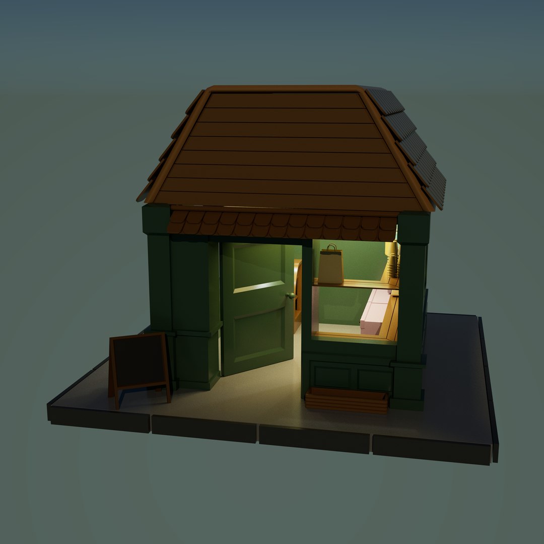 3D Low Poly Mini Bakery 3D Model Game Ready Maya Unity Unreal Low-poly ...