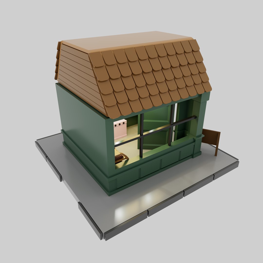 3D Low Poly Mini Bakery 3D Model Game Ready Maya Unity Unreal Low-poly ...