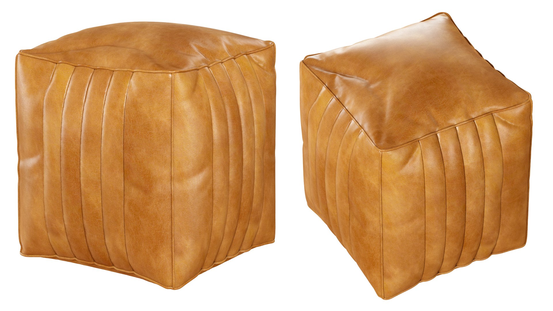 3D Cognac Cube Leather Pouffe Model - TurboSquid 2305027