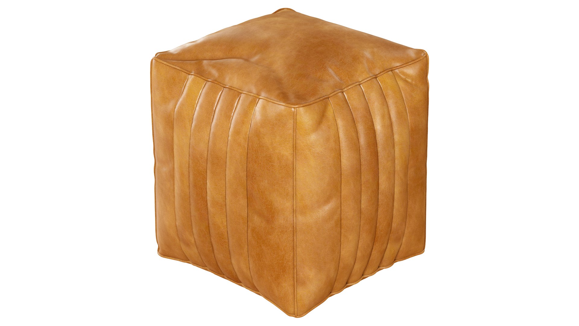 3D Cognac Cube Leather Pouffe Model - TurboSquid 2305027