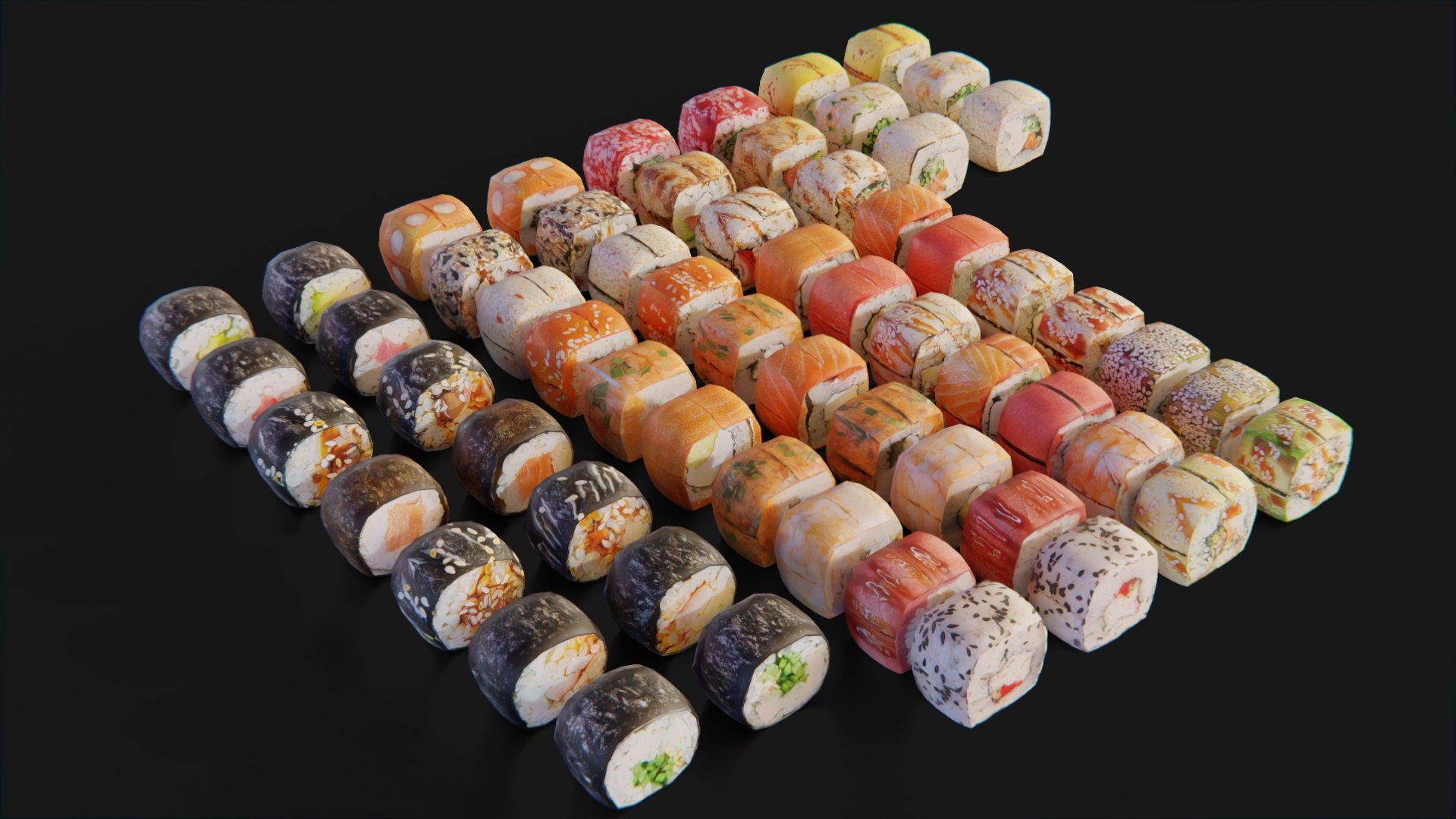Sushi Maki Roll Set 3D Model - TurboSquid 2132049