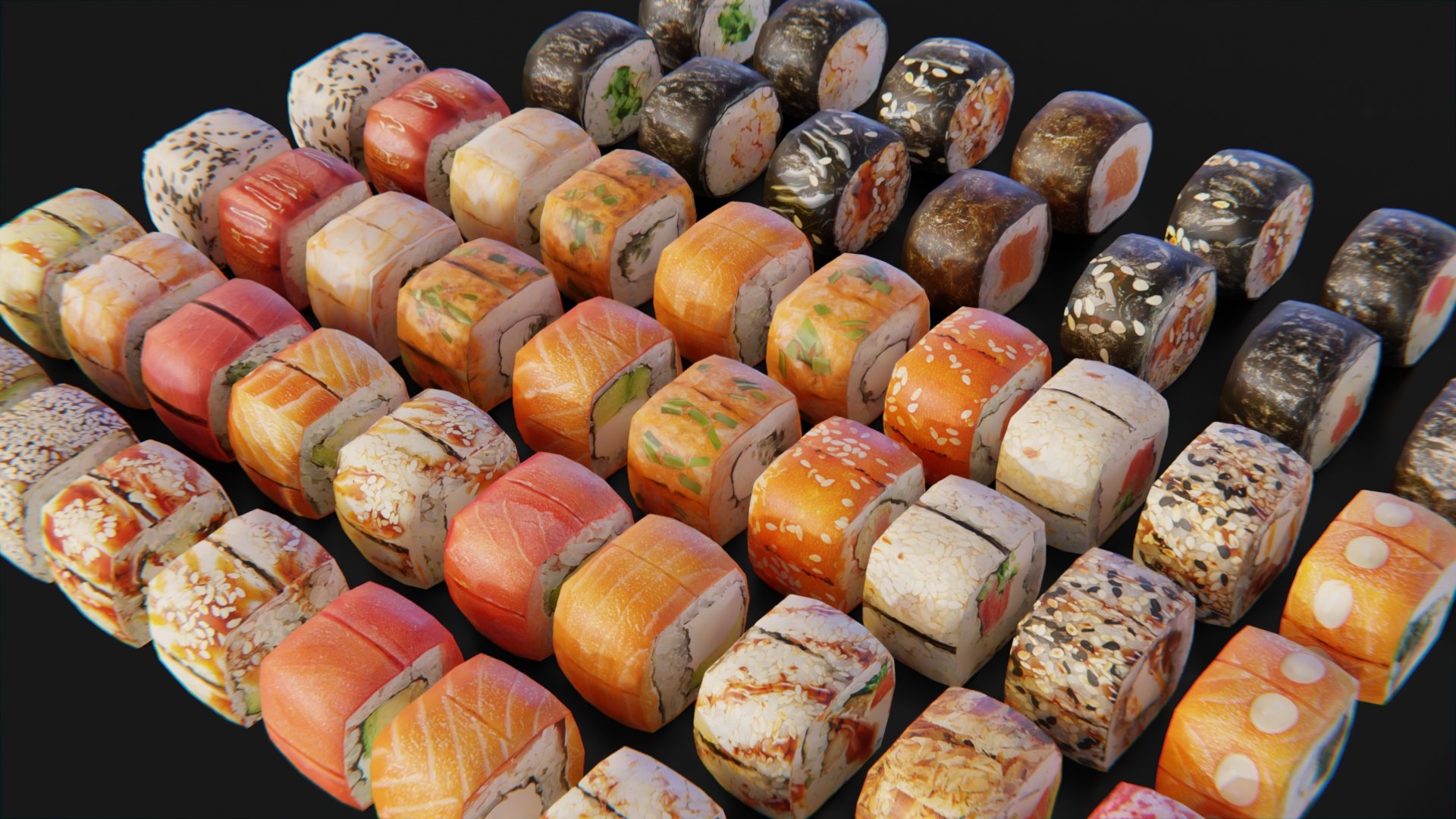 Sushi Maki Roll Set 3D Model - TurboSquid 2132049