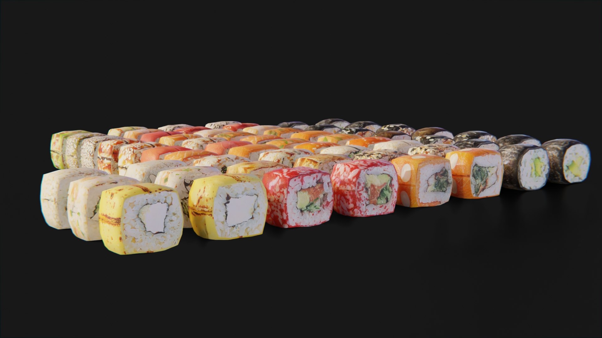 Sushi Maki Roll Set 3D Model - TurboSquid 2132049