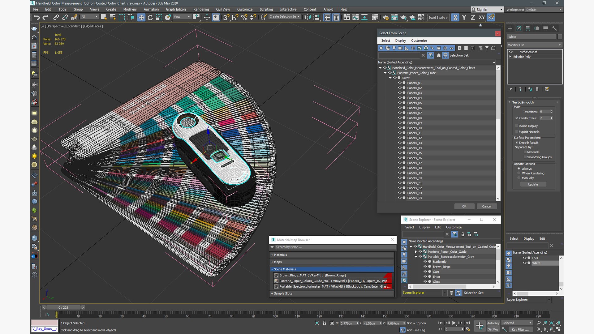 3D Handheld Color Measurement Tool On Coated Color Chart Model ...