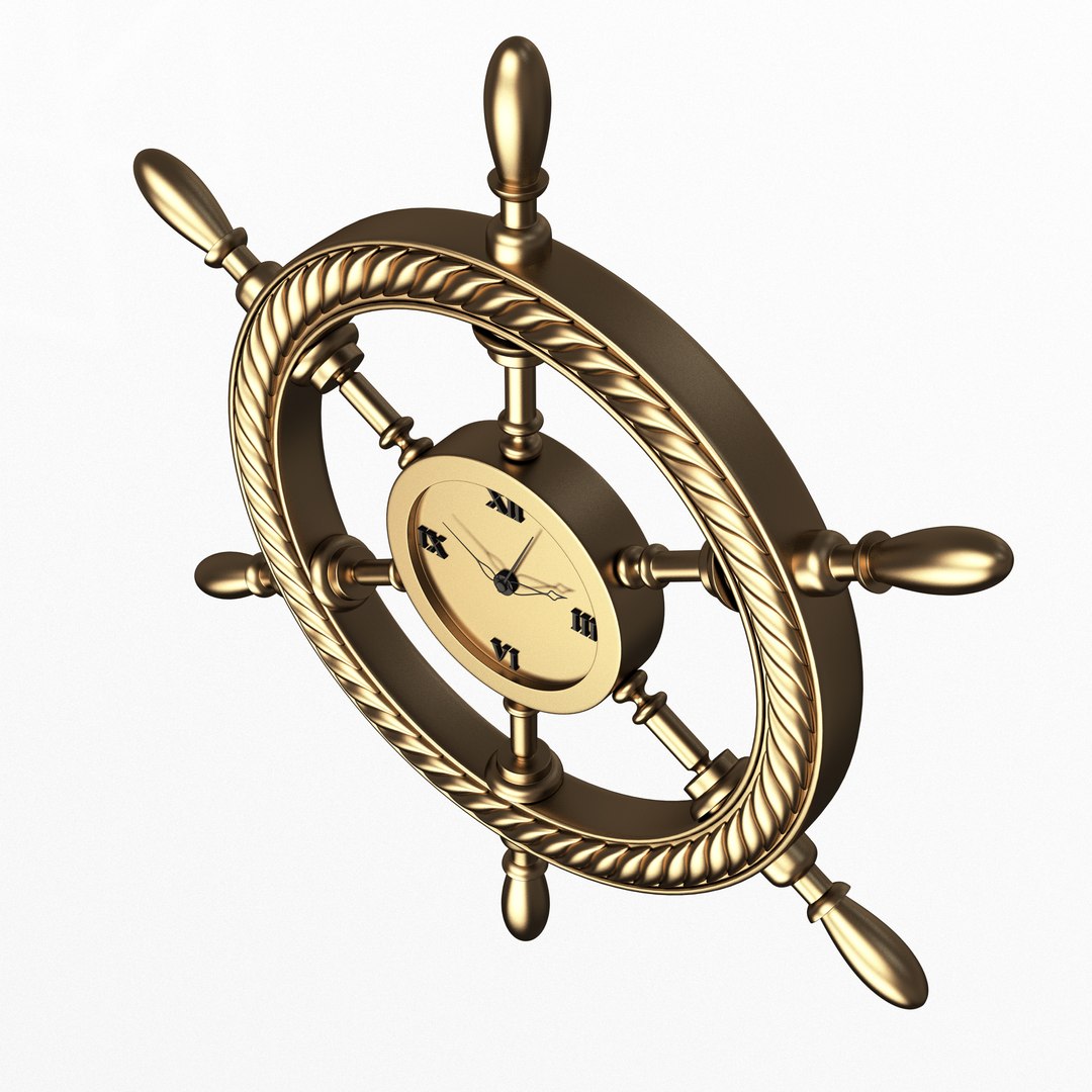 3D Handwheel Ship Clock 08 Gold - TurboSquid 2137340