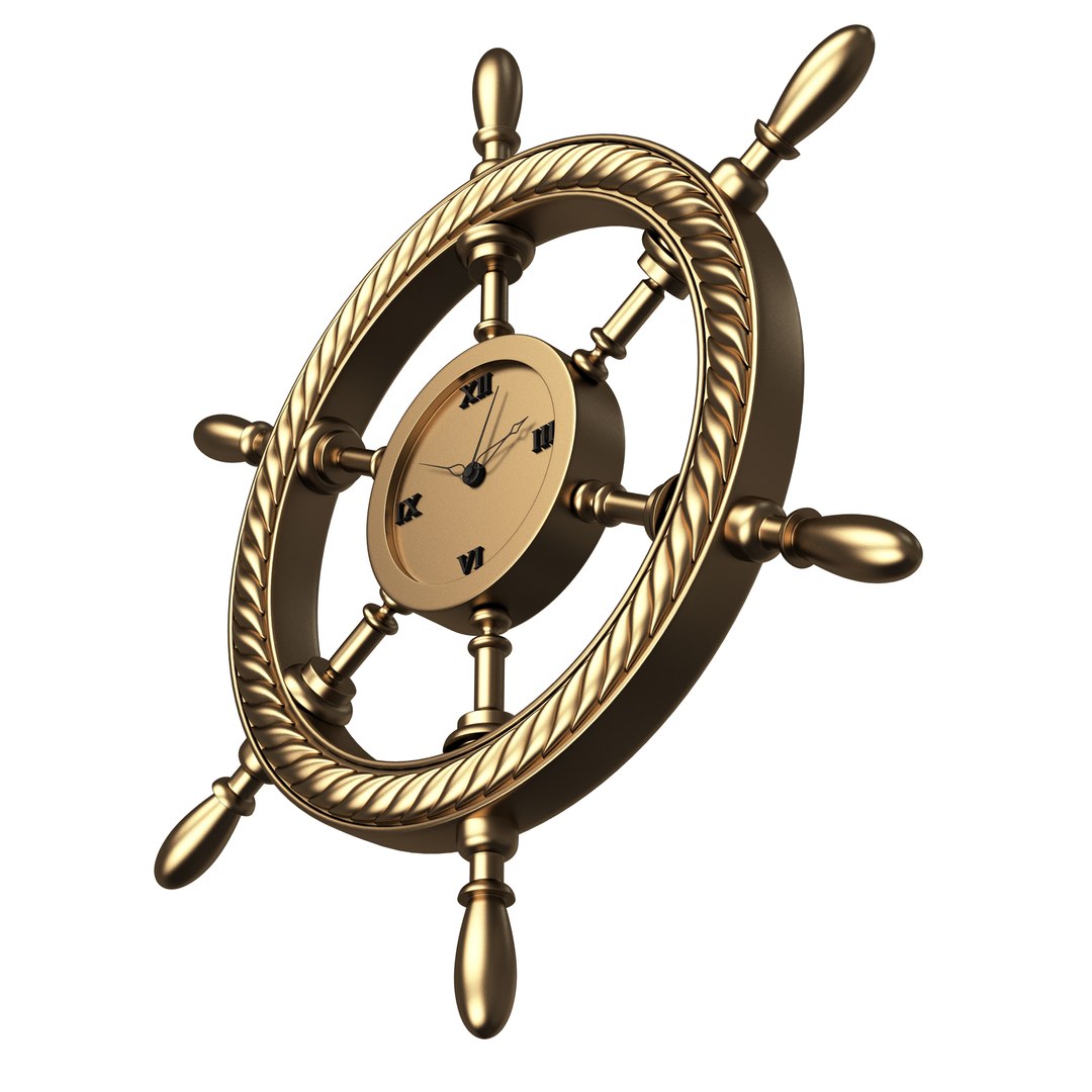 3D Handwheel Ship Clock 08 Gold - TurboSquid 2137340