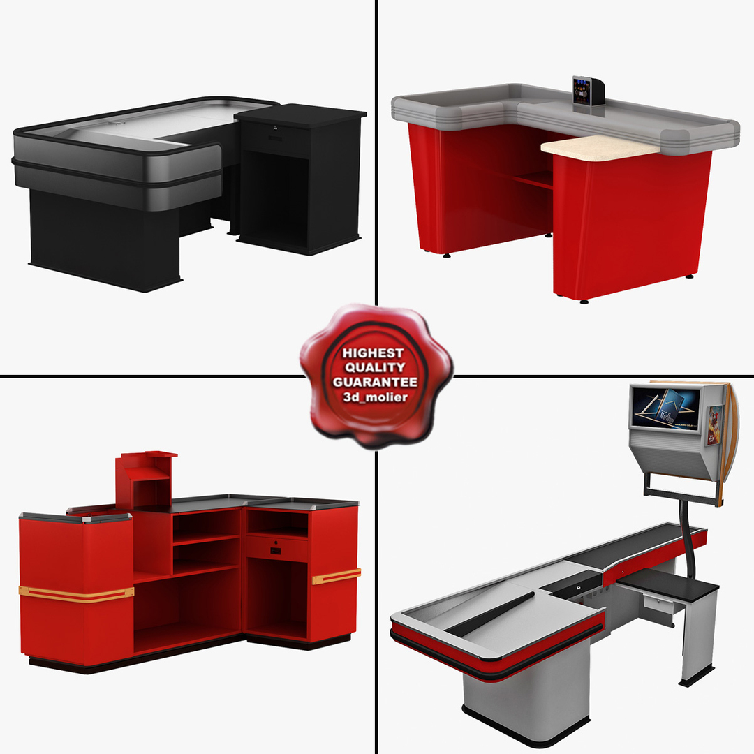 cash counters 1 3d model