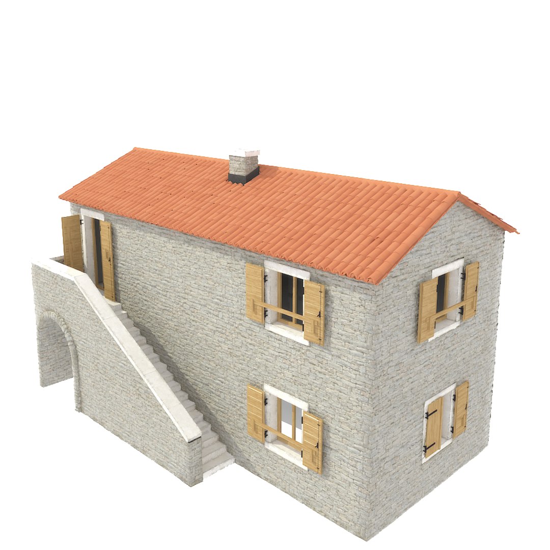 Stacked Stone House 3d Model