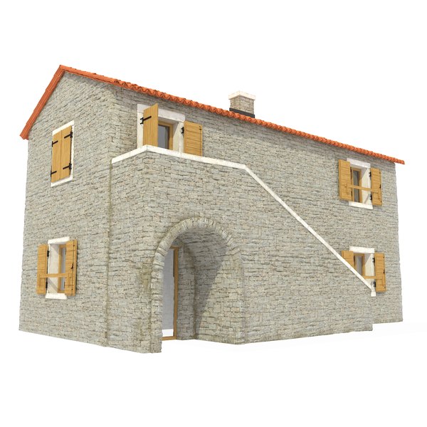 stacked stone house 3d model
