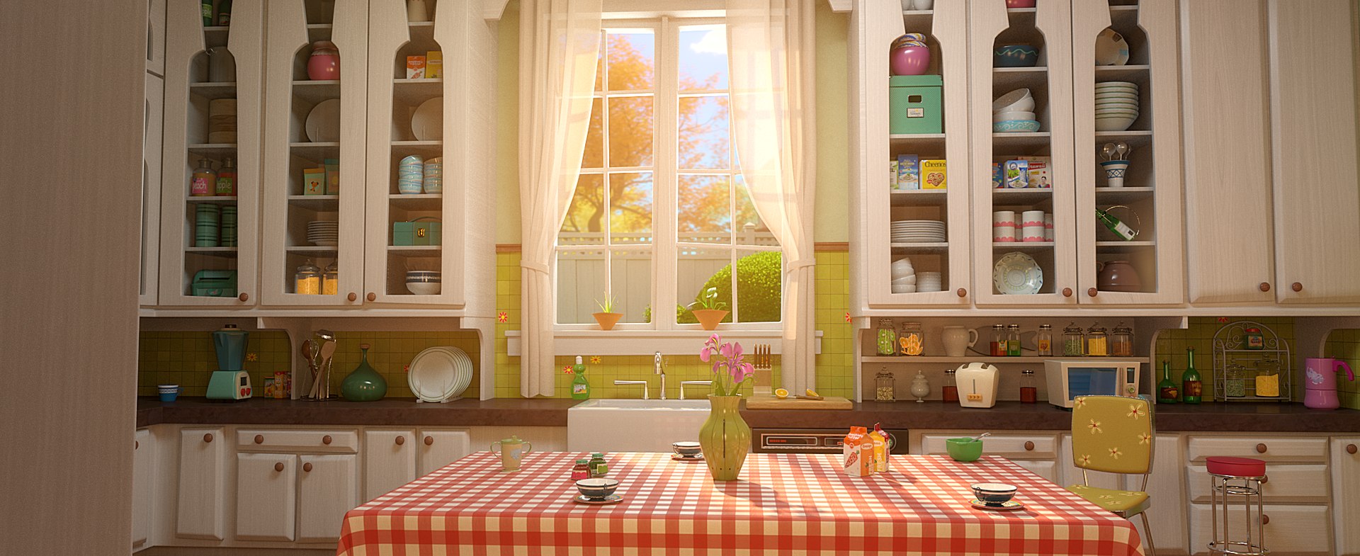 Cartoon Kitchen Dining Room 3D Model - TurboSquid 1825430