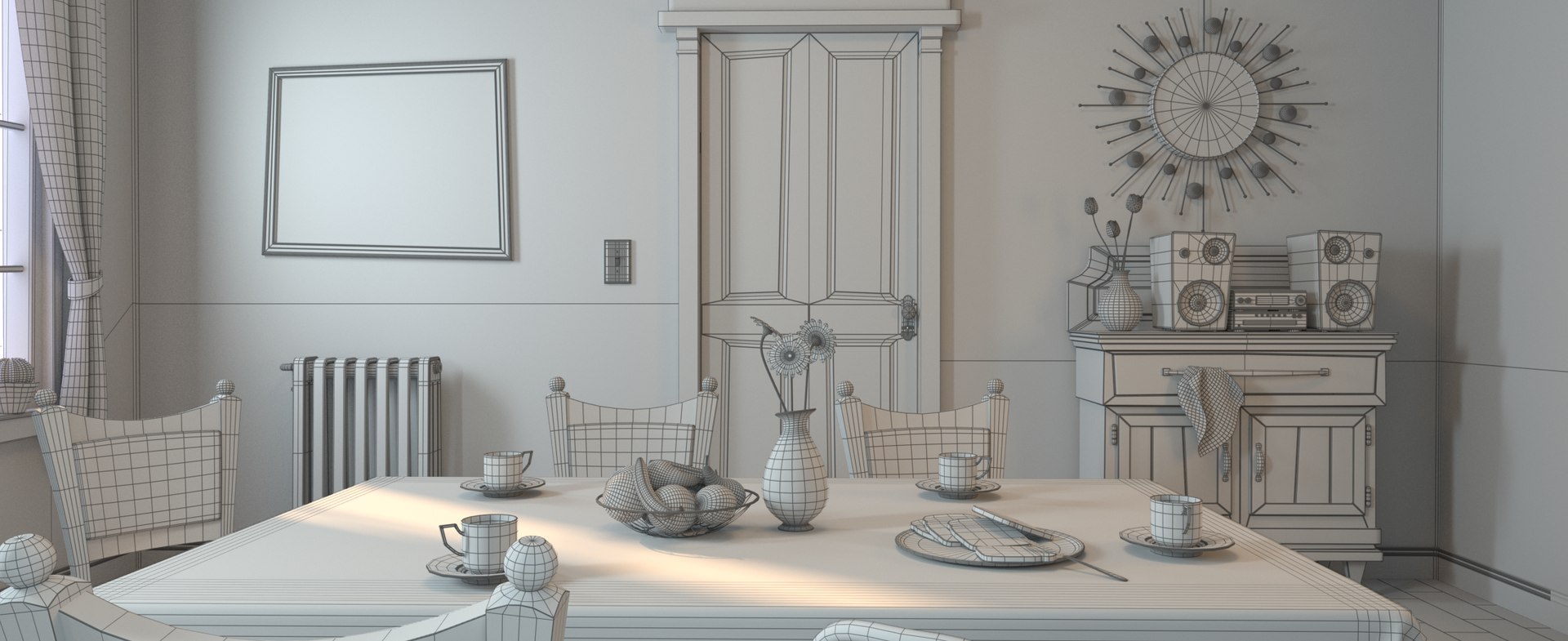 Cartoon Kitchen Dining Room 3D model - TurboSquid 1825430