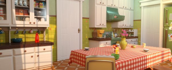 Cartoon Kitchen Dining Room 3D model - TurboSquid 1825430