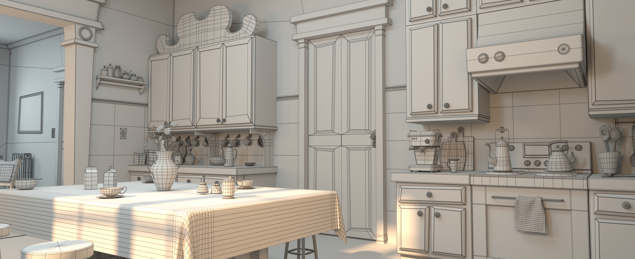Cartoon Kitchen Dining Room 3D model - TurboSquid 1825430