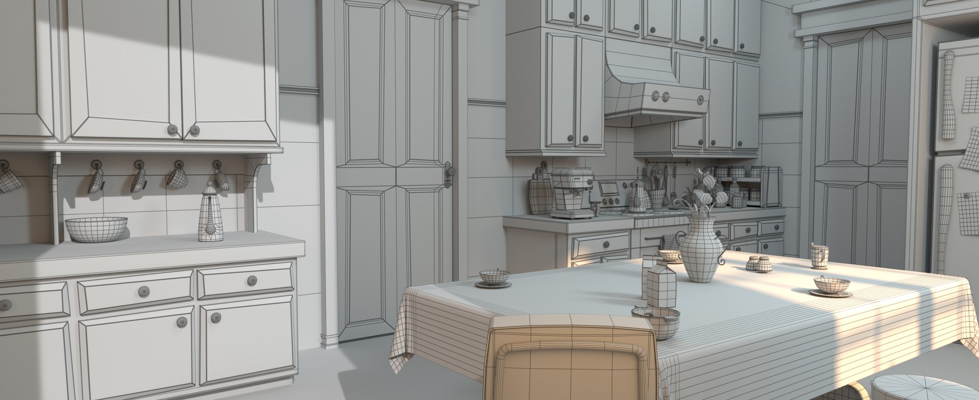 Cartoon Kitchen Dining Room 3D Model - TurboSquid 1825430