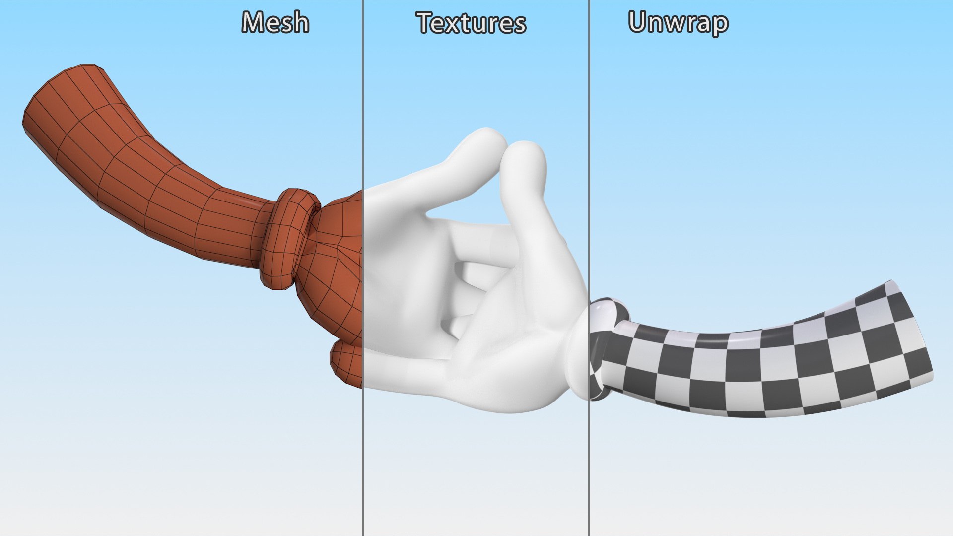 3D Cartoon Hands Fingers Locked Pose - TurboSquid 1982297