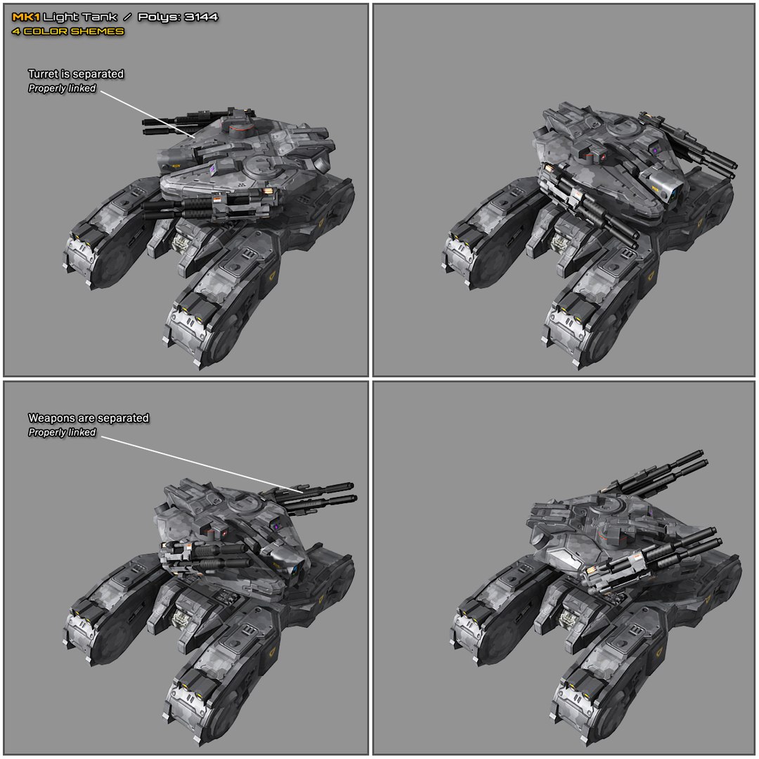3D Scifi Light Tank Mk1 - TurboSquid 1274405