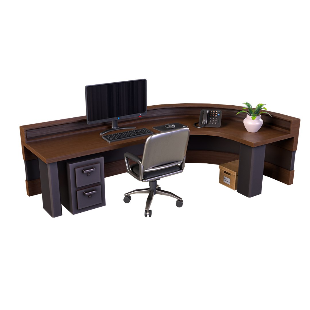 3D Receptionist Desk Model - TurboSquid 2280106