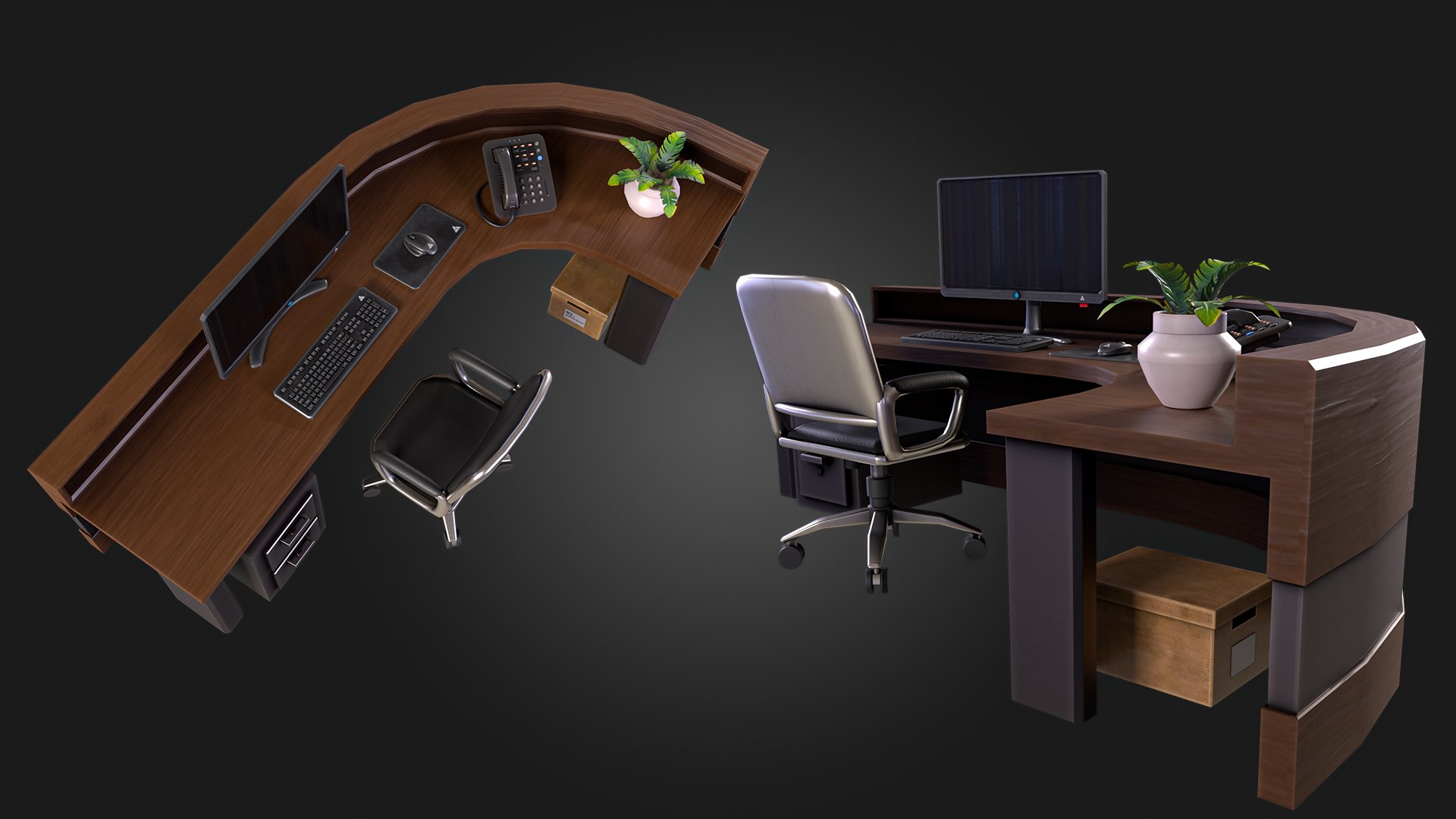 3D Receptionist Desk Model - TurboSquid 2280106