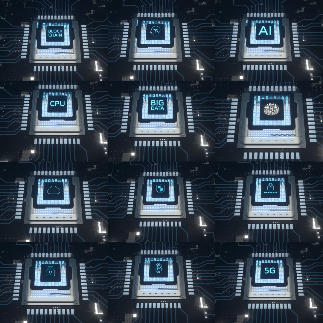 C4D Octane CPU Chip Core Capacitance Scifi Circuit Board 8 3D Model ...