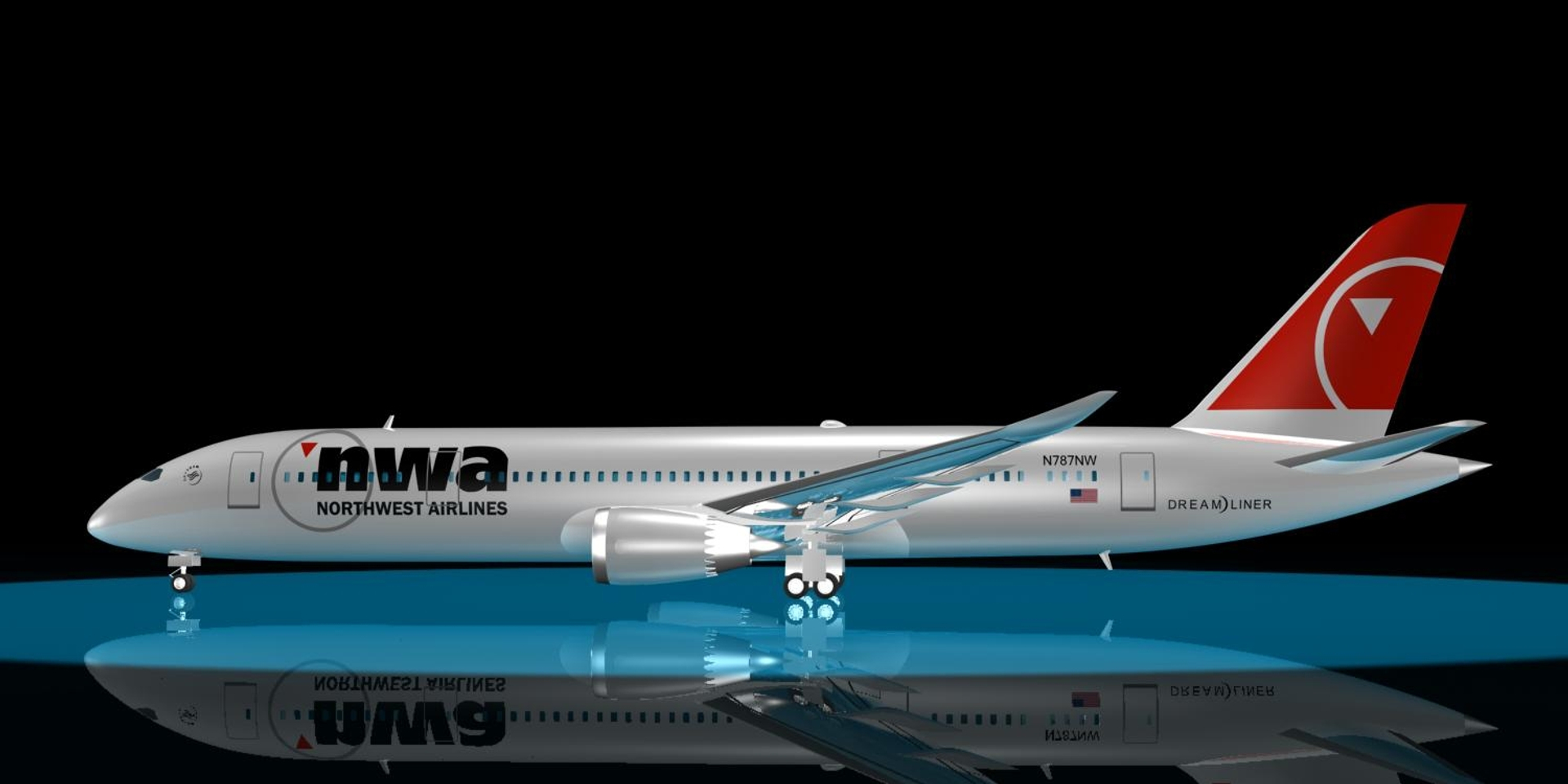 northwest airlines 787-8 dreamliner 3d model