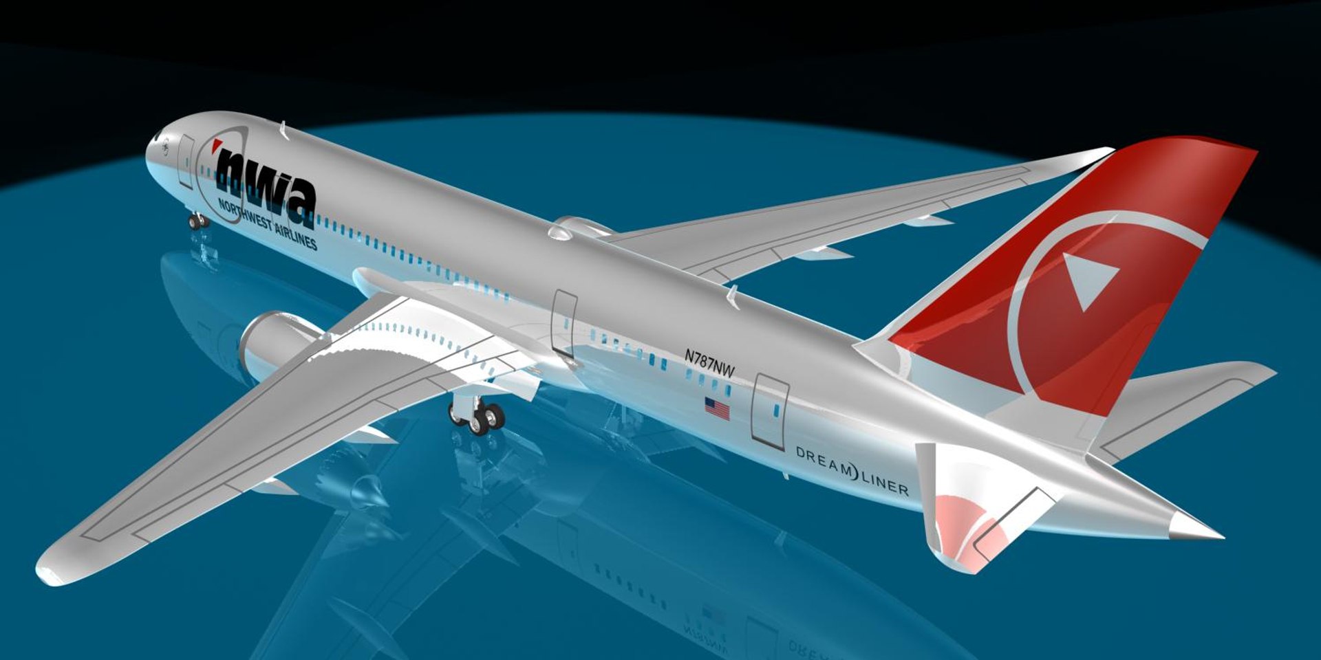 northwest airlines 787-8 dreamliner 3d model