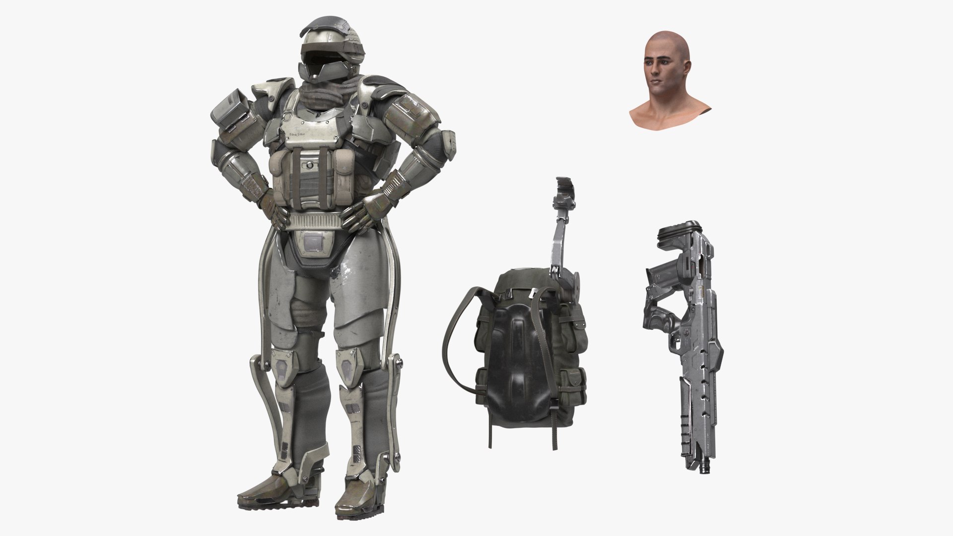 3D Soldier in Futuristic Exoskeleton Idle Pose model - TurboSquid 2160892