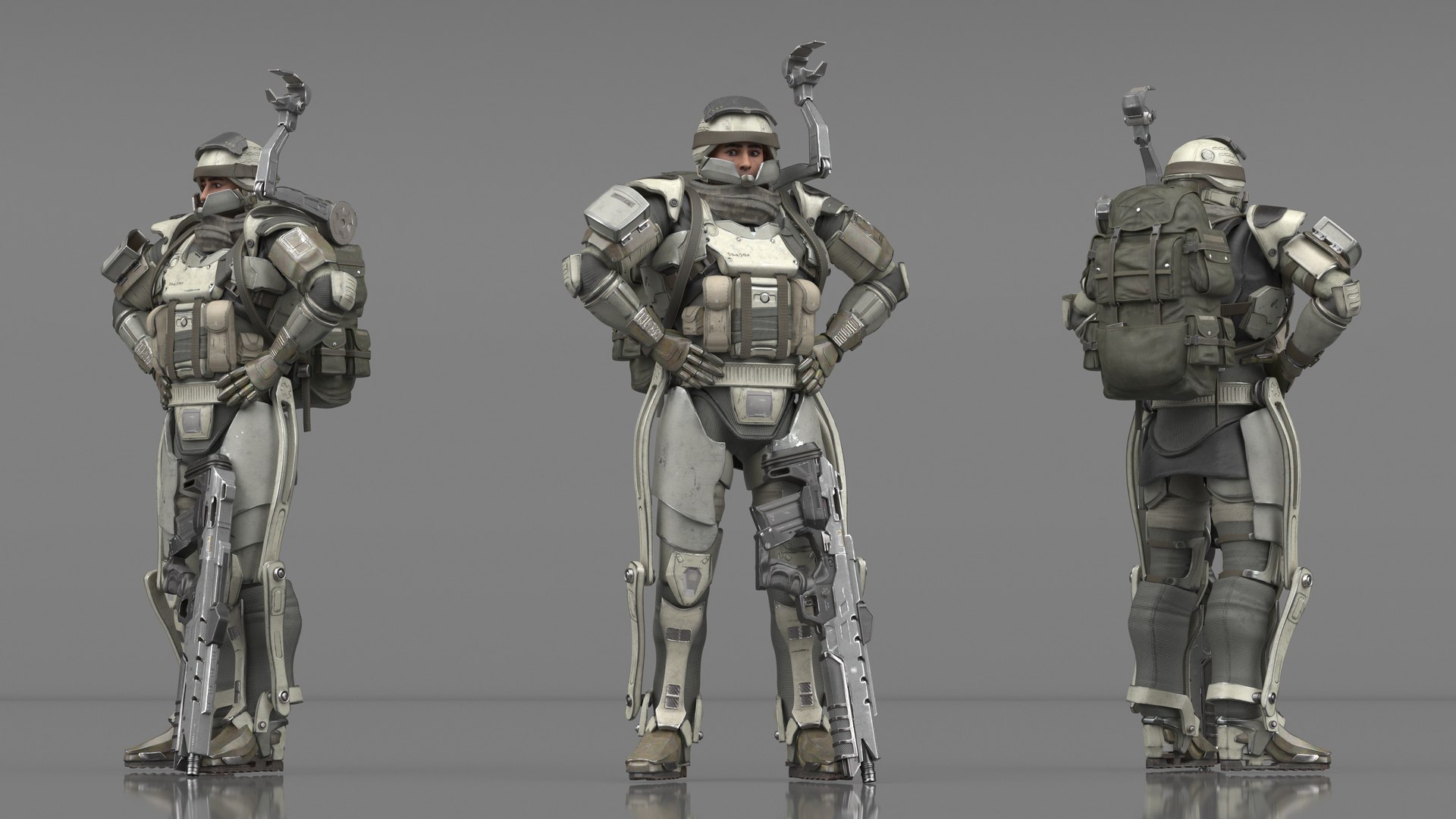 3D Soldier in Futuristic Exoskeleton Idle Pose model - TurboSquid 2160892