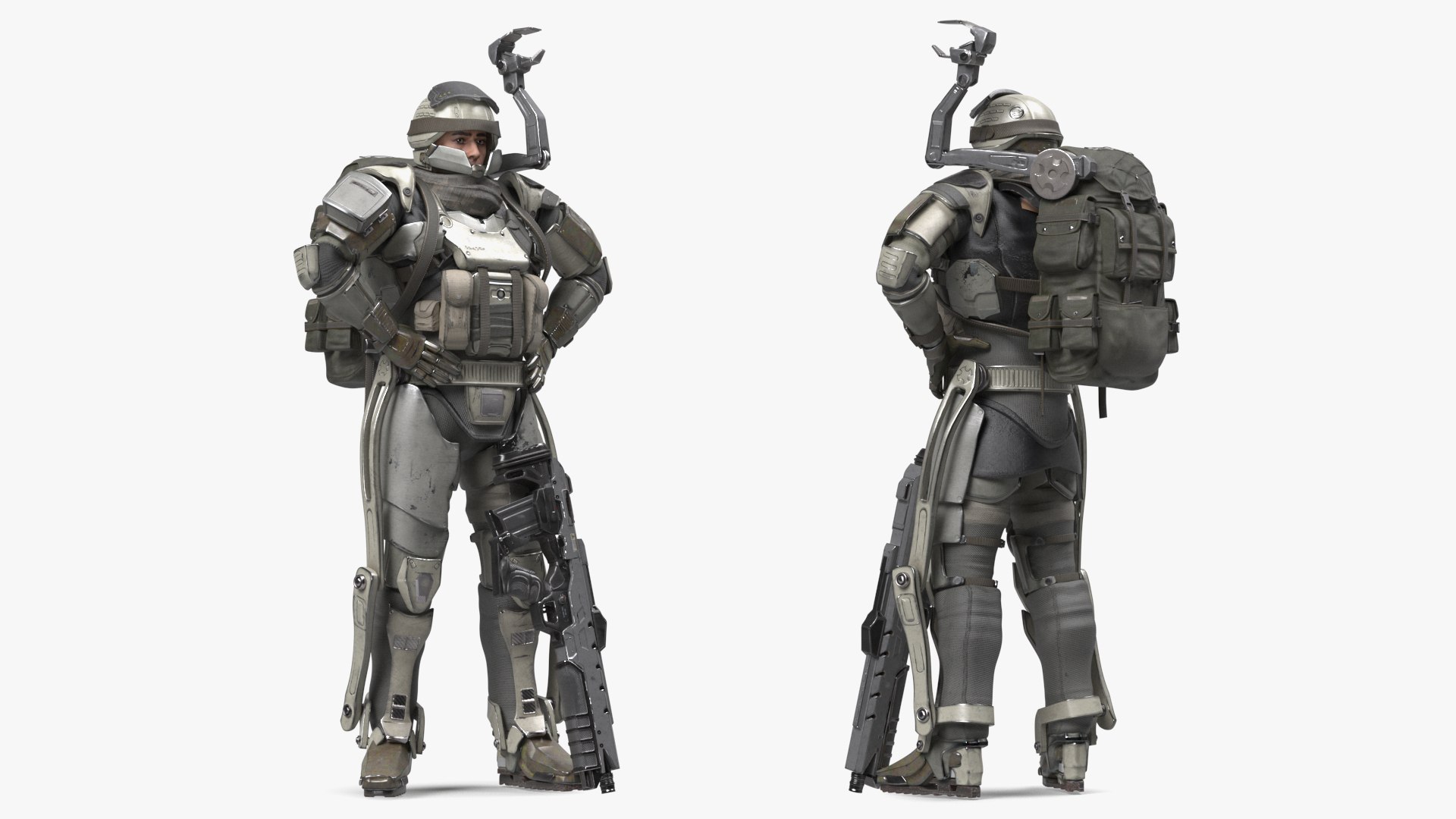 3D Soldier in Futuristic Exoskeleton Idle Pose model - TurboSquid 2160892