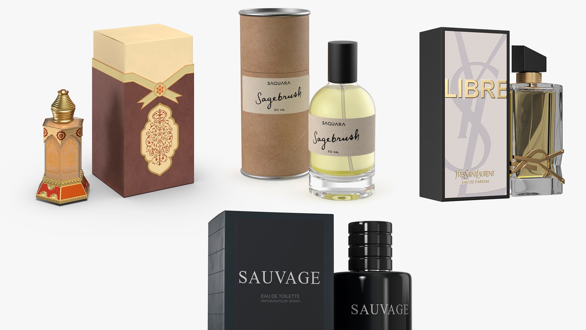 Perfume Bottles With Packaging Collection 2 3D Model - TurboSquid 2520033