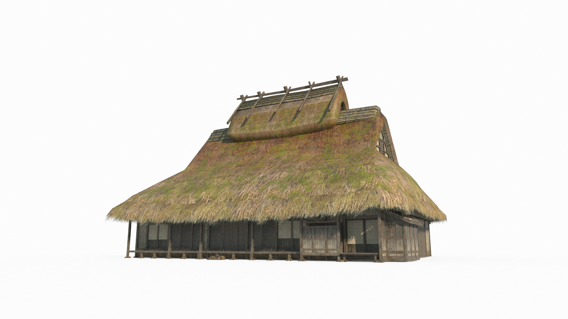 Ancient Asian Architecture Big Thatched Cottage 3D Model - TurboSquid ...