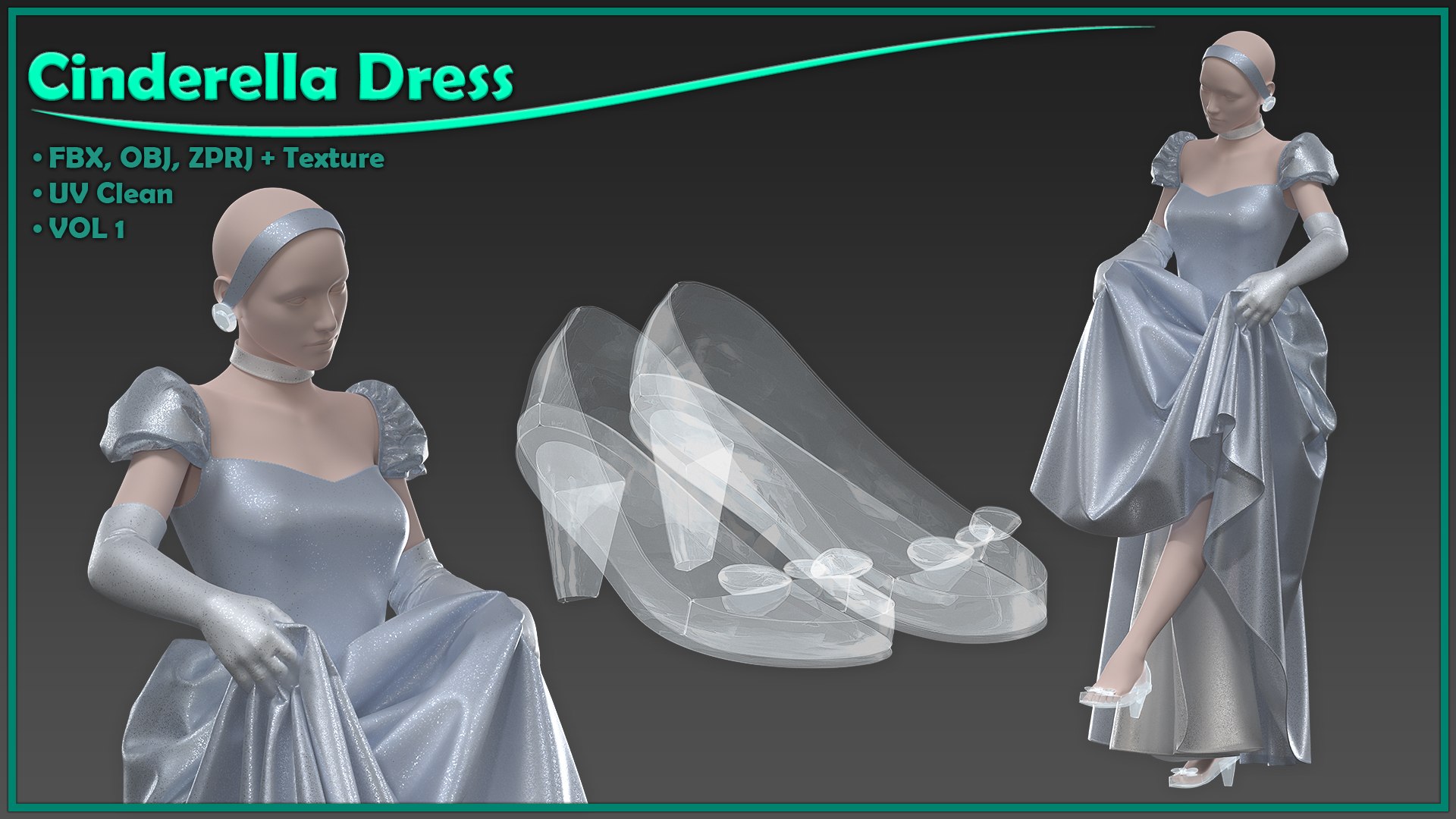 Cinderella Dress With Texture 3D - TurboSquid 2393074