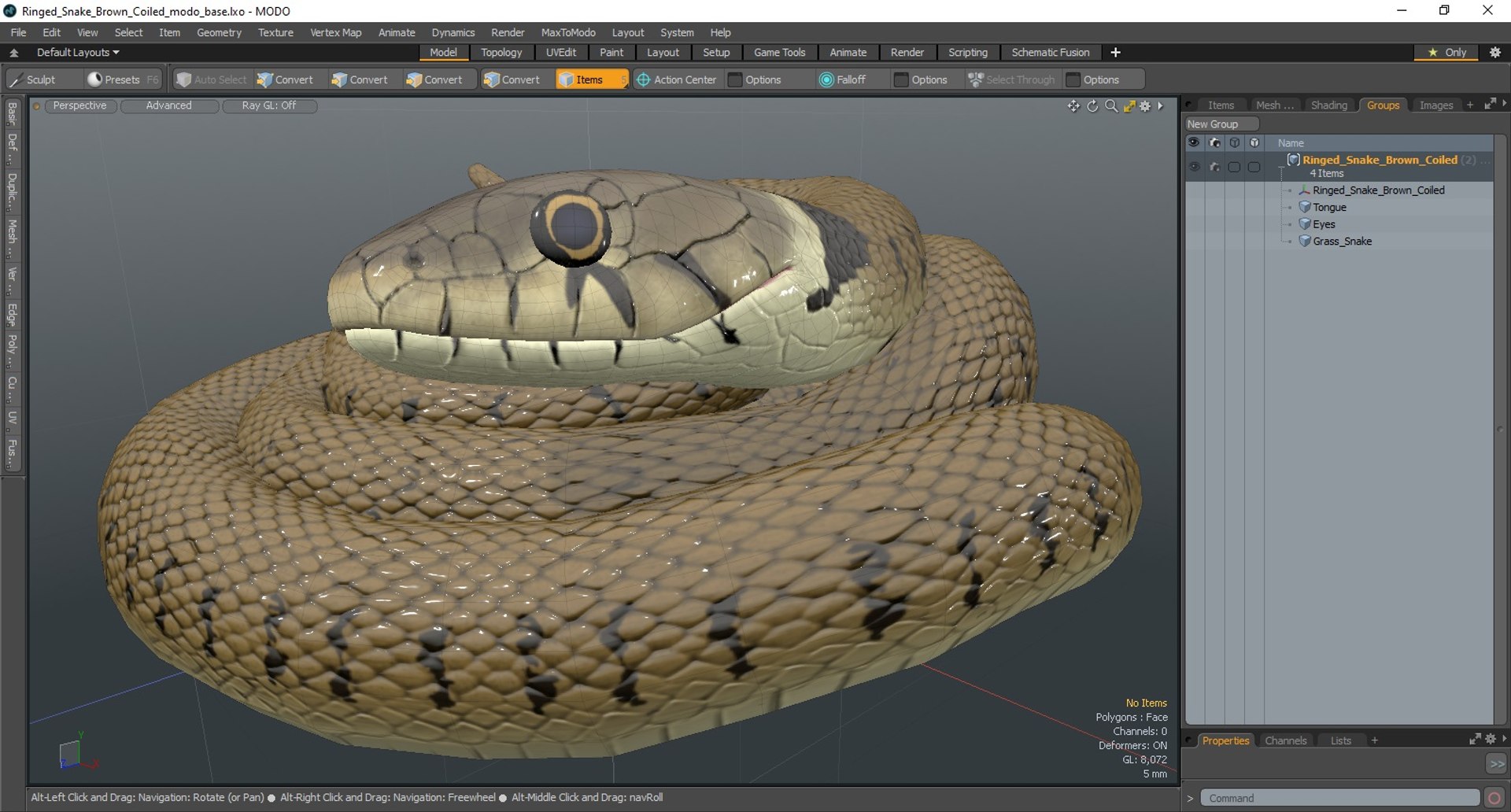 3D Ringed Snake Brown Coiled For 3D Print - TurboSquid 2281814