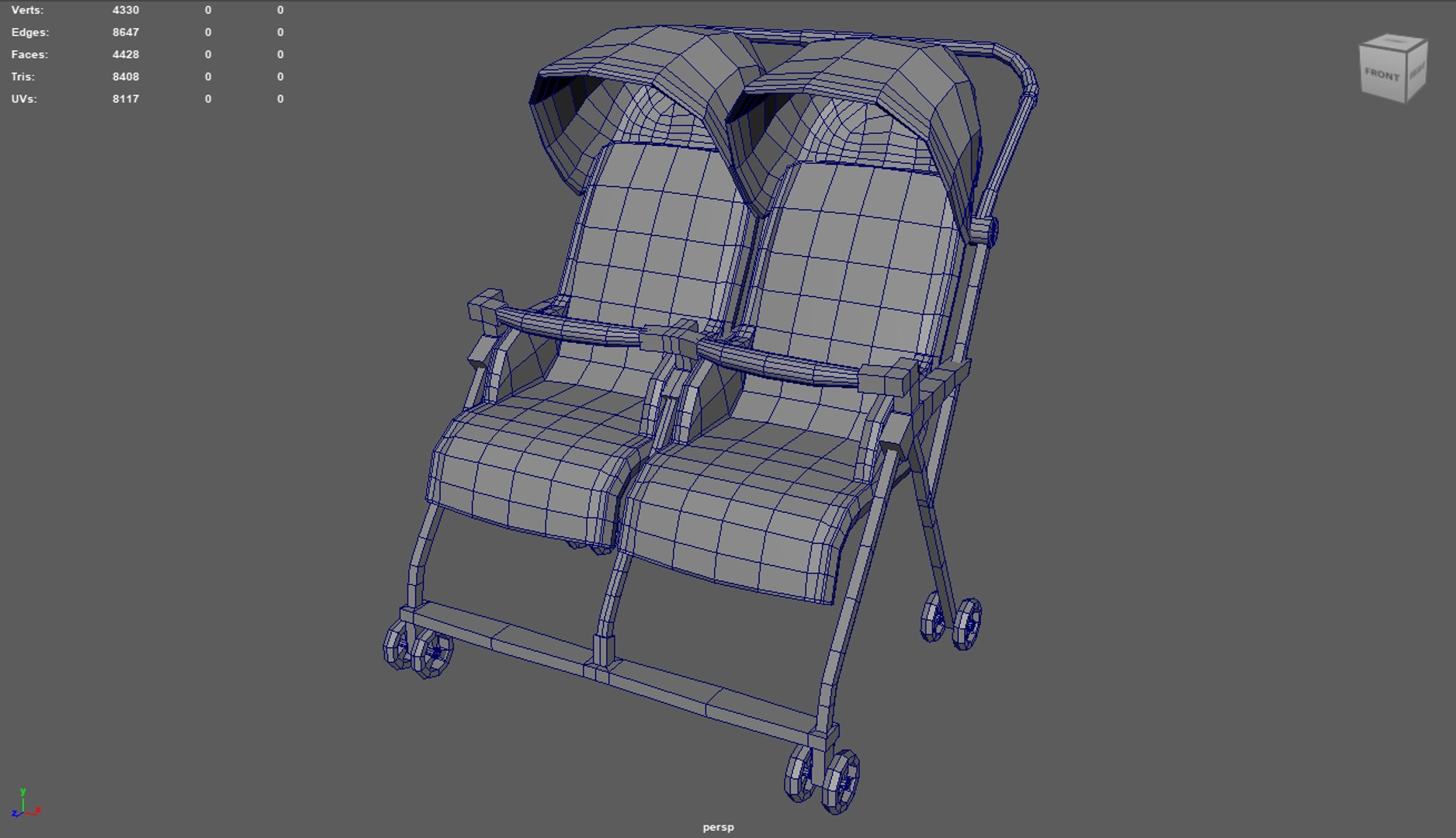 Low Poly Baby Double Stroller Model - TurboSquid 2416488