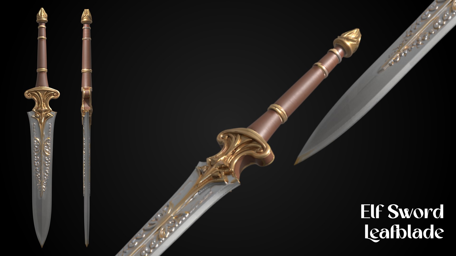 3D Stylized Fantasy Sword - Elf Sword - Leafblade Model - TurboSquid 2426788