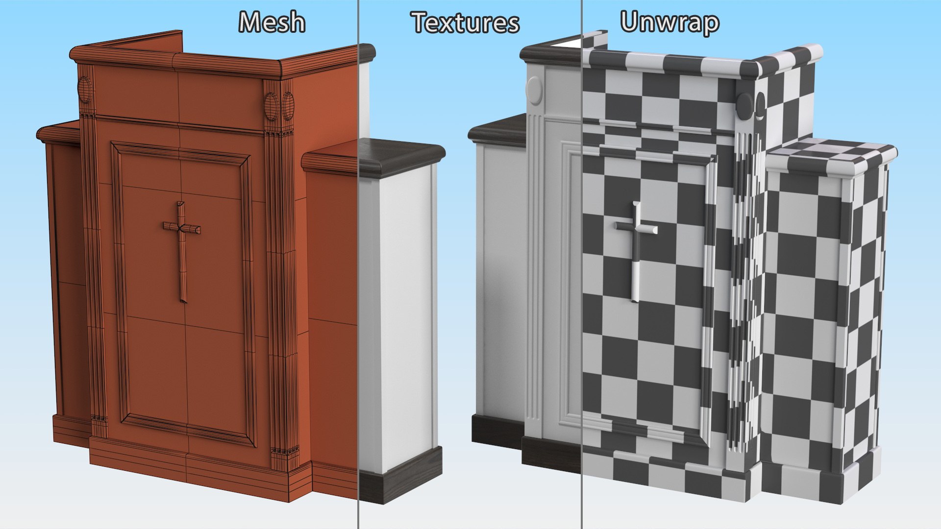 White Church Podium With Cross 3D Model - TurboSquid 2199220