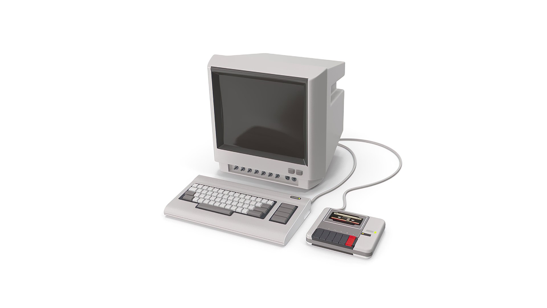 3D Retro Computer With Tape Deck And Keyboard Model - TurboSquid 2035768