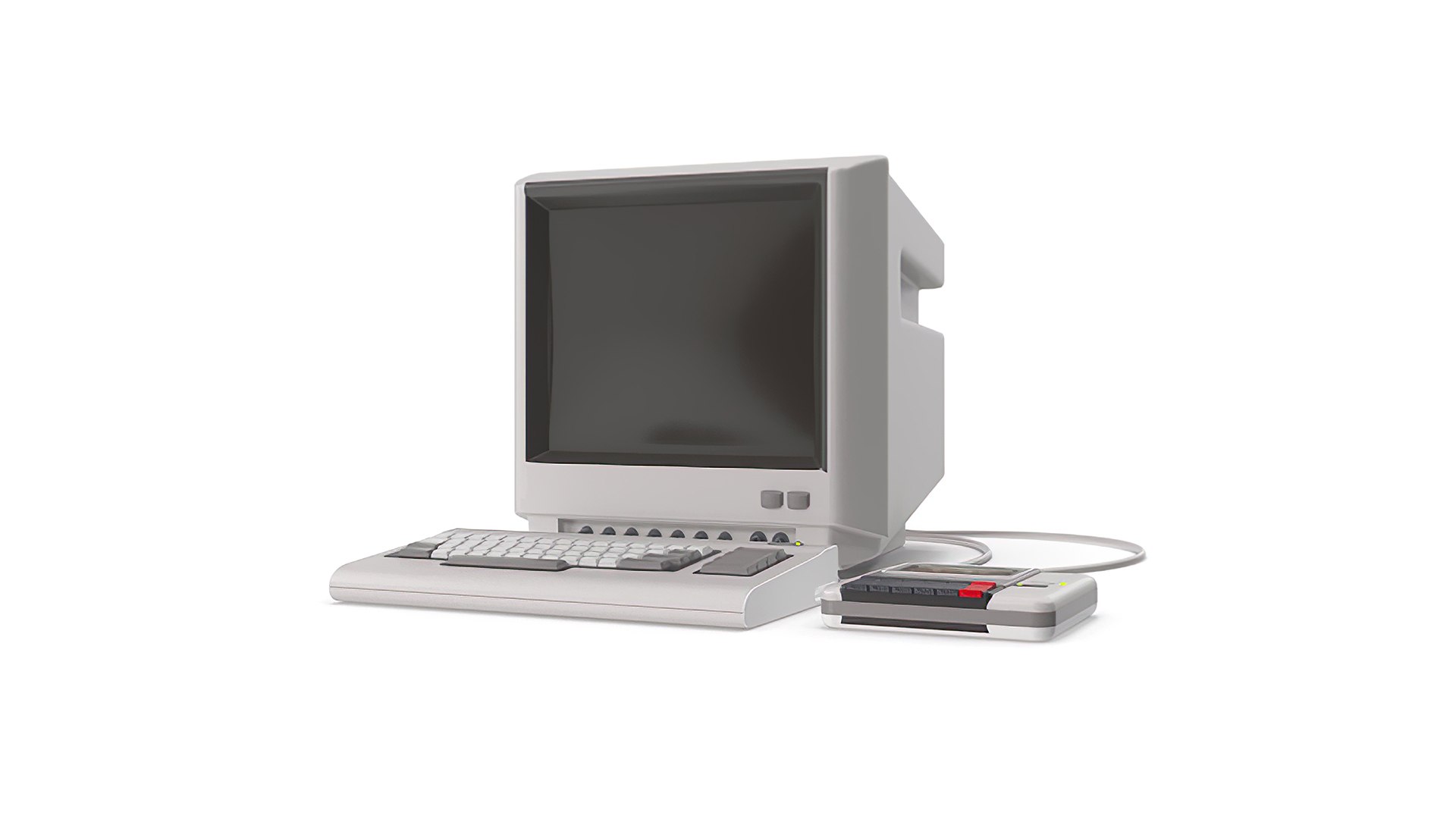 3D Retro Computer With Tape Deck And Keyboard Model - TurboSquid 2035768