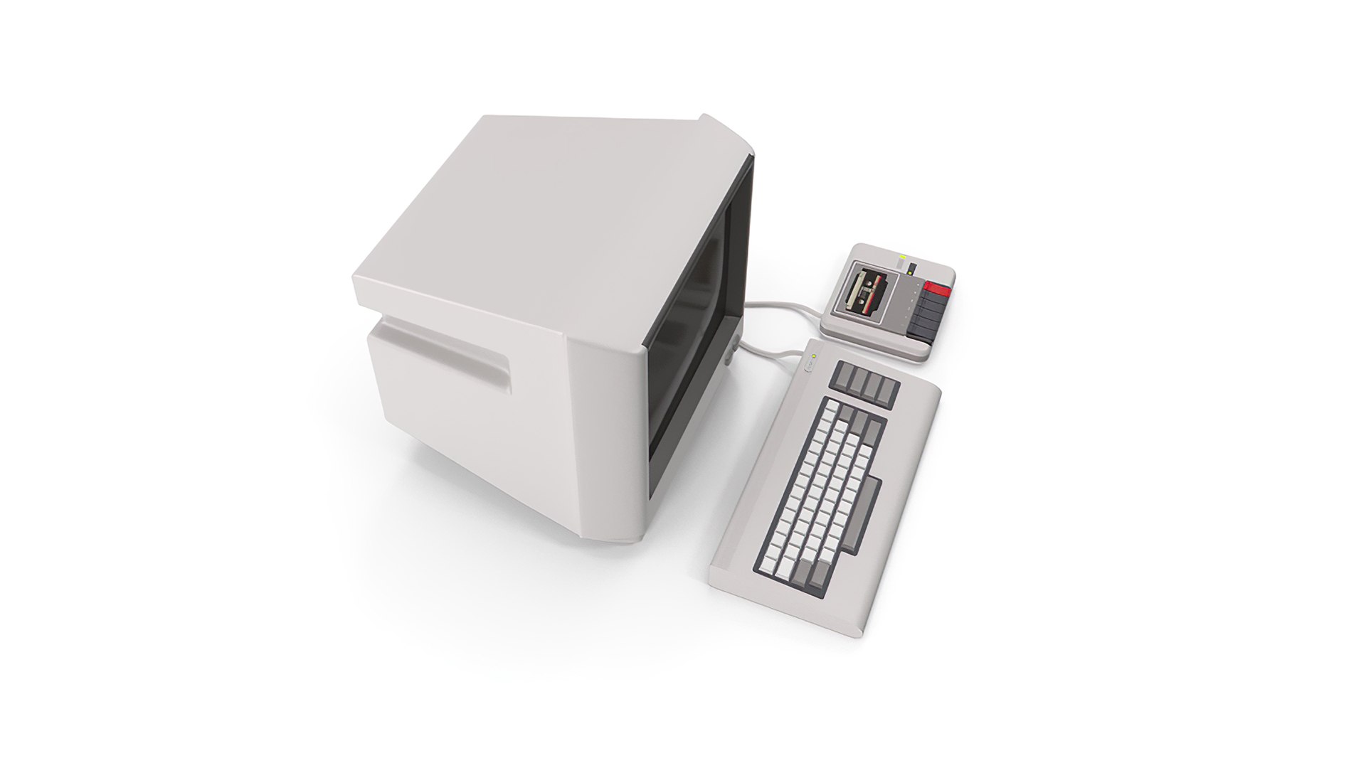 3D Retro Computer With Tape Deck And Keyboard Model - TurboSquid 2035768